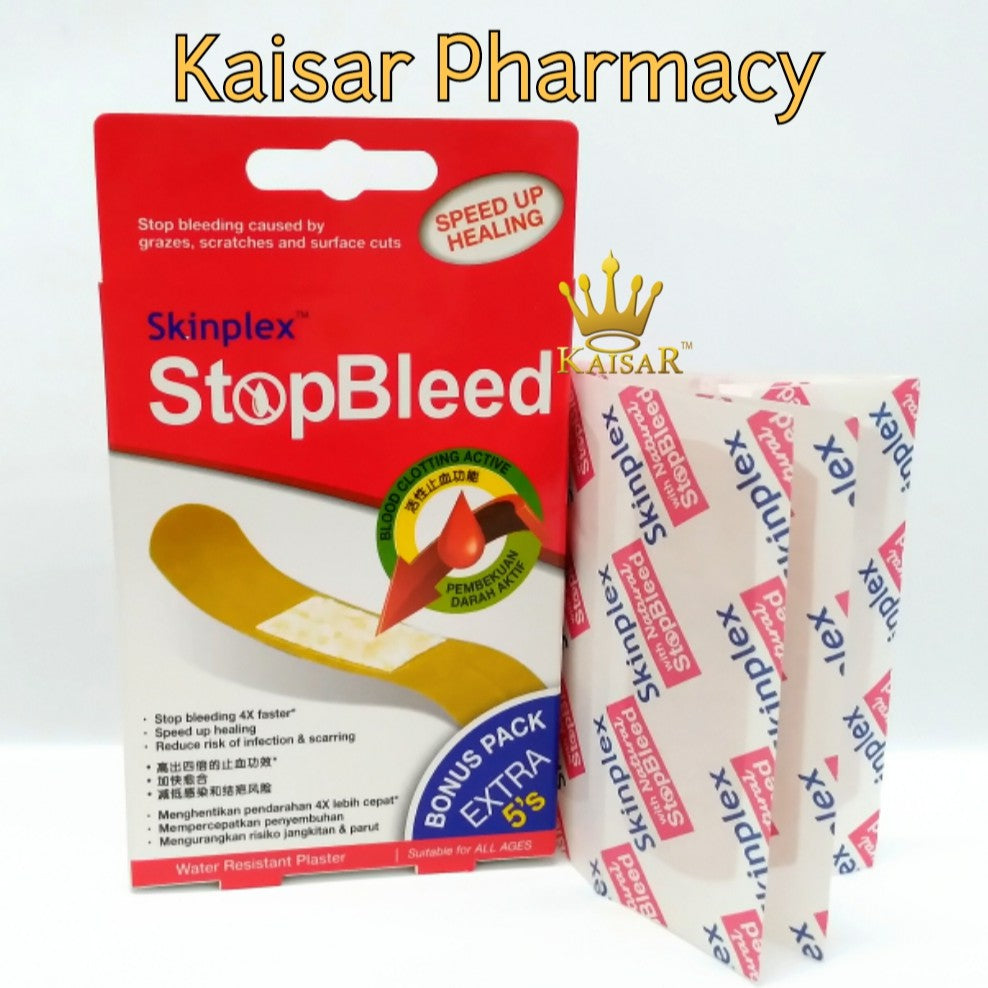 SKINPLEX STOP BLEEDING PLASTER 5+5'S (2.5X7.2CM) – Selcare Pharmacy